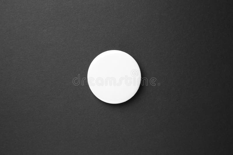 Blank White Button Badge on Black Background, Top View. Mockup for ...