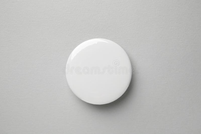 Blank White Button Badge on Grey Background, Top View. Mockup for ...