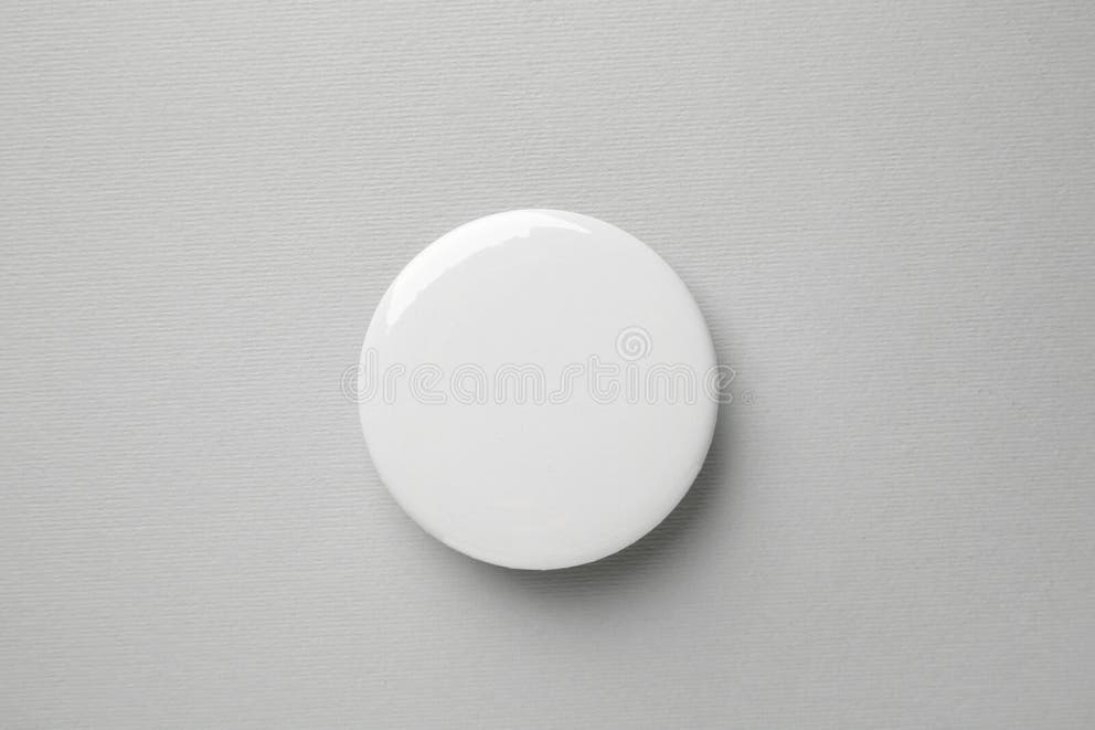 Blank White Button Badge on Grey Background, Top View. Mockup for ...