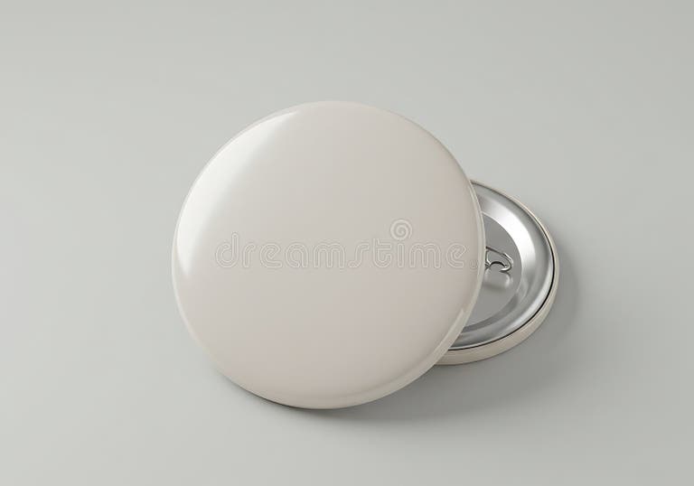 Blank White Button Badge Mockup on Plain Background for Custom Design ...