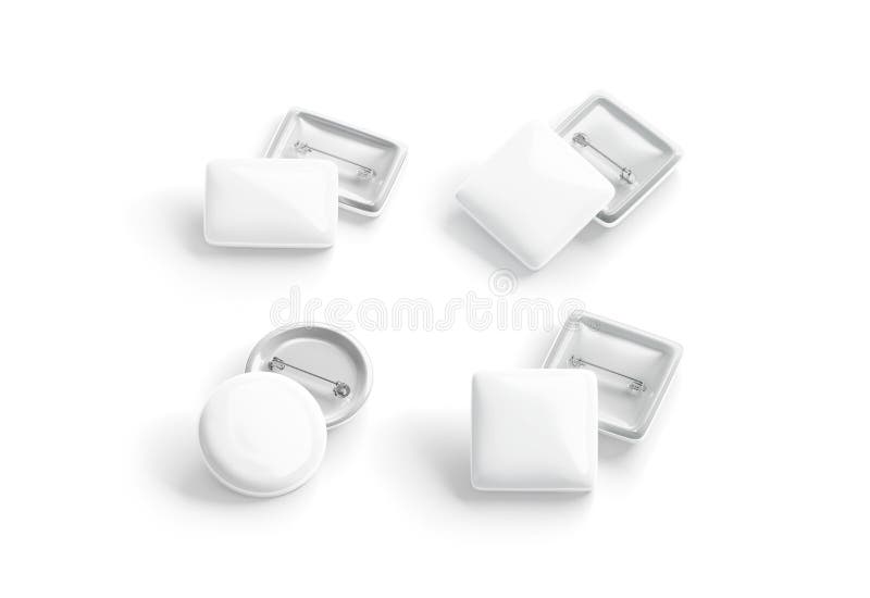 Blank White Button Badge Stack Mockup, Front and Back View Stock ...