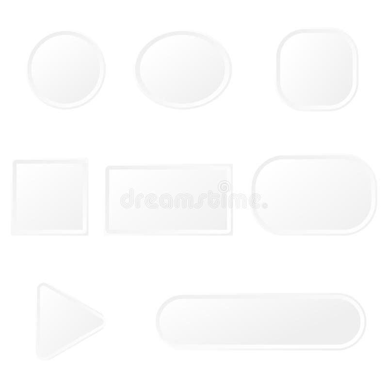Blank White Buttons Set Isolated on White Background Stock Vector ...