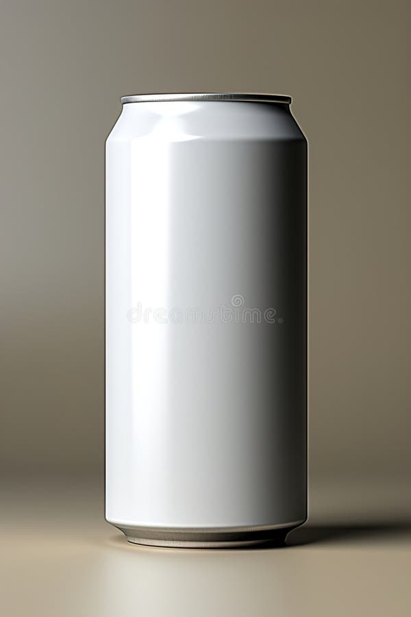 Blank White Can of Soda Sitting on a Table. Can Mockup. Stock ...
