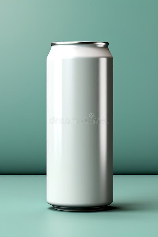 Blank White Can of Soda Sitting on a Table. Can Mockup. Stock ...