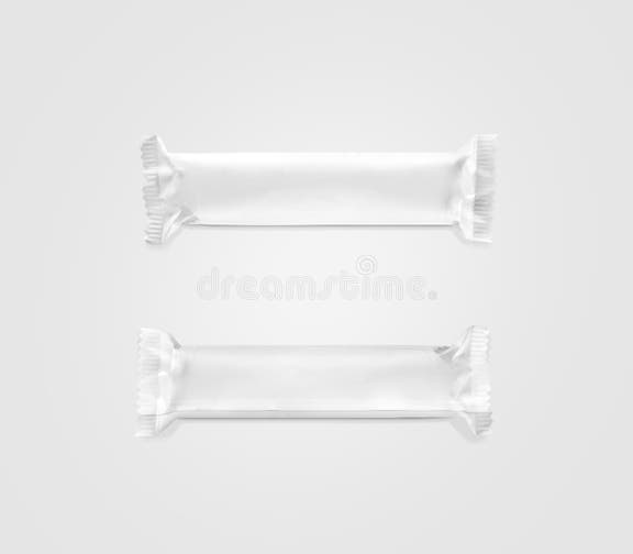Blank White Candy Bar Plastic Wrap Mockup Top and Back Stock Image ...