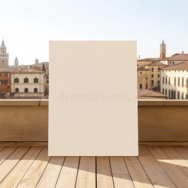 Blank White Canvas Frame Leaning at Bridge with Rivercity Background ...