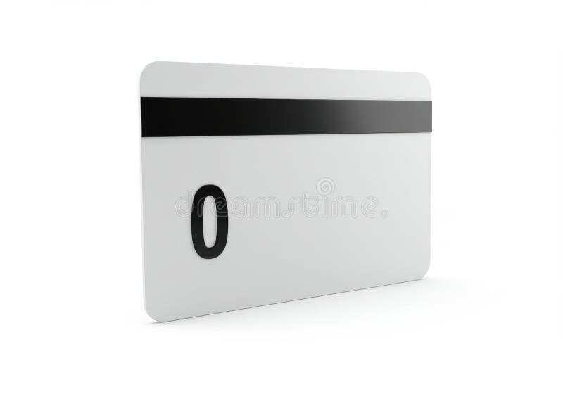 Blank White Card with Black Magnetic Stripe and Number Zero on Isolated ...