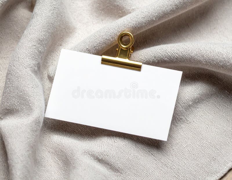 Blank White Card Mockup on Beige Fabric Stock Illustration ...