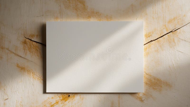 Blank White Card Mockup on Light Rustic Wooden Background. Stock Photo ...