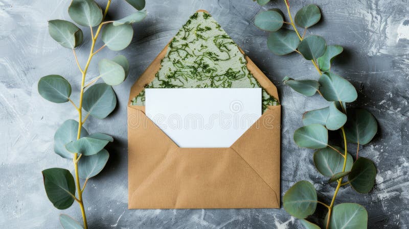 A Blank White Card Mockup Nestled Inside an Envelope, Set Against a ...