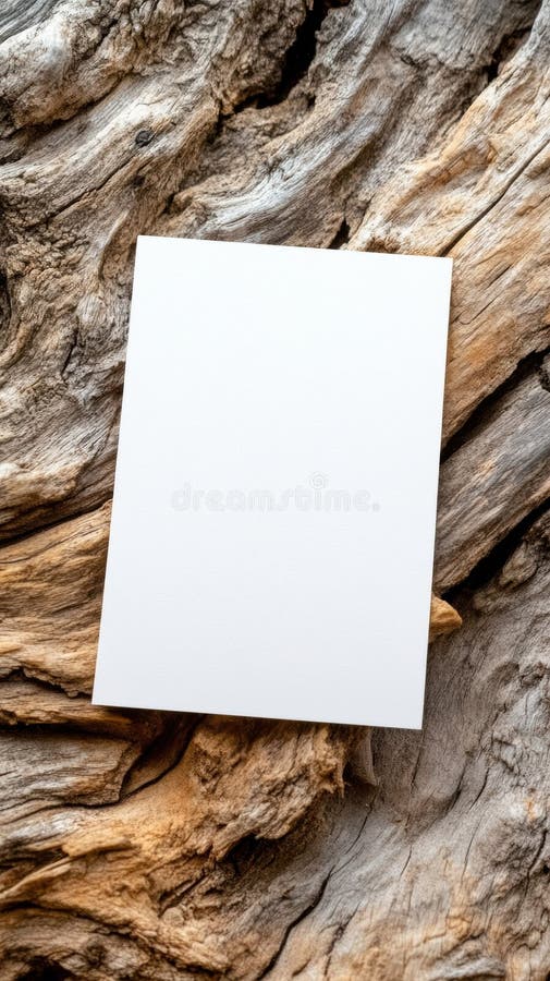 Blank White Card on Rustic Driftwood Background, AI Stock Image - Image ...