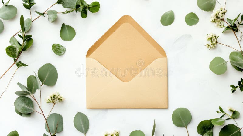 Blank White Card Yellow Envelope Set Against Background Stock Photos ...