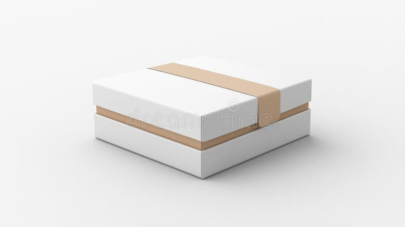 Blank White Cardboard Box with Beige Tape Stock Illustration ...