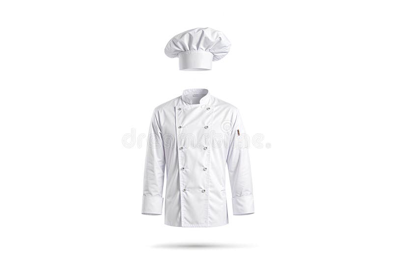 Blank White Chef Hat and Jacket Mockup, Front View. Stock Image - Image ...