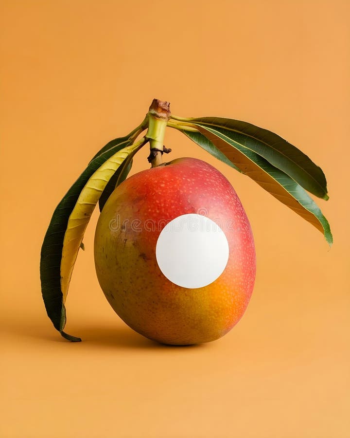 A Blank White Circular Sticker Mockup is Attached To a Mango Stock ...