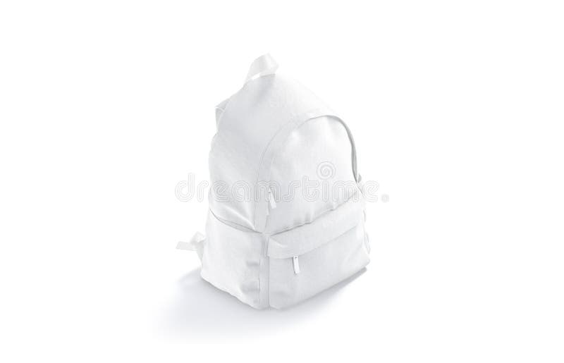 Blank White Closed Backpack with Zipper Mockup, Side View Stock ...