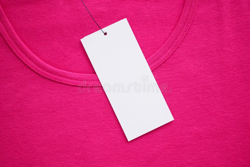 Blank White Clothes Tag Label on Shirt Stock Photo - Image of cloth ...