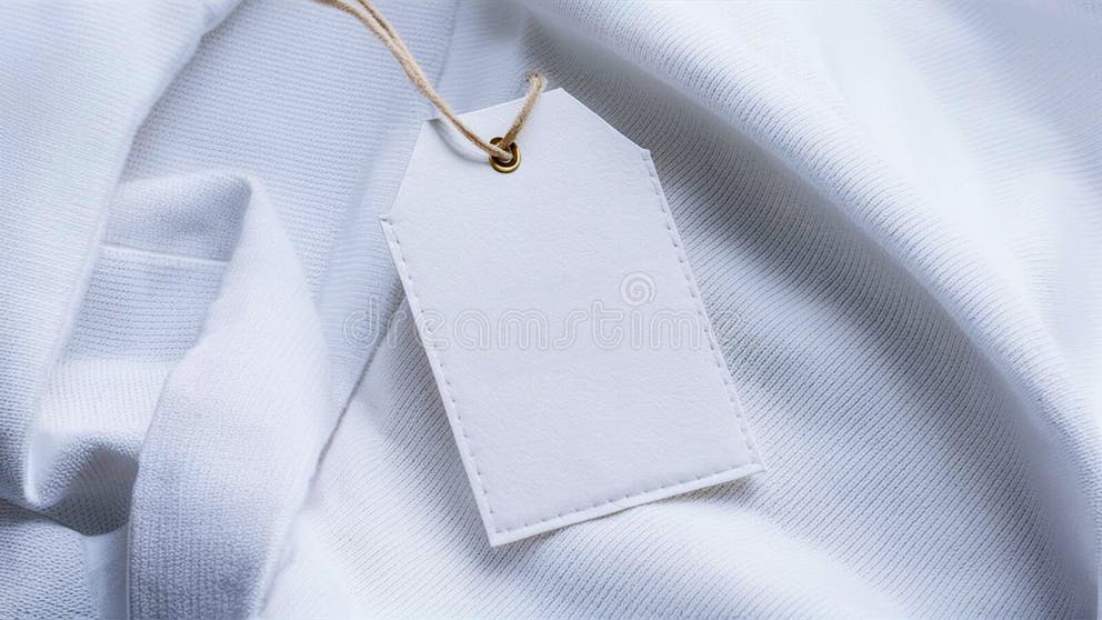A Blank White Clothing Label Tag Mockup Stock Illustration ...