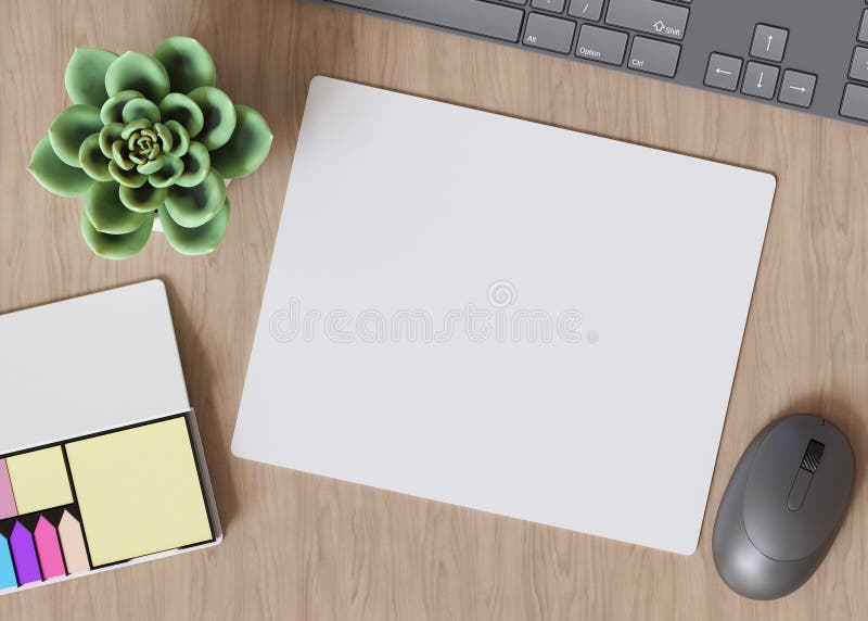 Blank and White Computer Mouse Pad on the Desk at Home. Mousepad Mockup ...