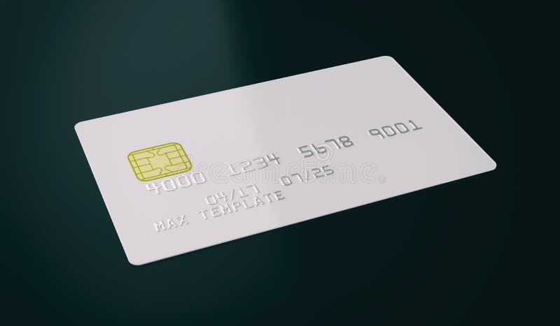 Blank White Credit Card Template on Black Background - 3D Rendering ...