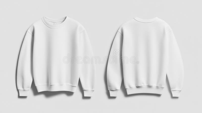 Blank White Crewneck Sweatshirt Mockup Front and Back View Stock ...