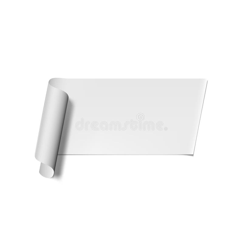 Blank White Curled Paper Sheet Banner. Vector Stock Vector ...
