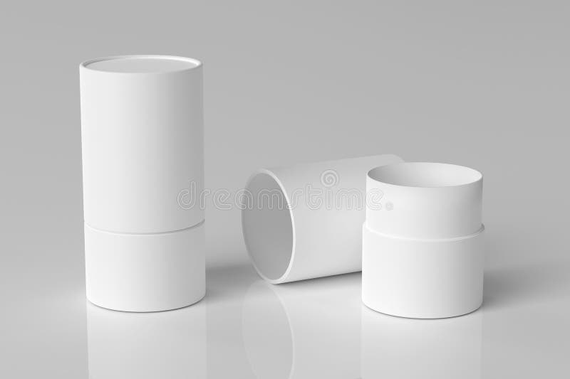 Blank White Cylinder Packaging Cardboard Box Mockup - 3D Illustration ...