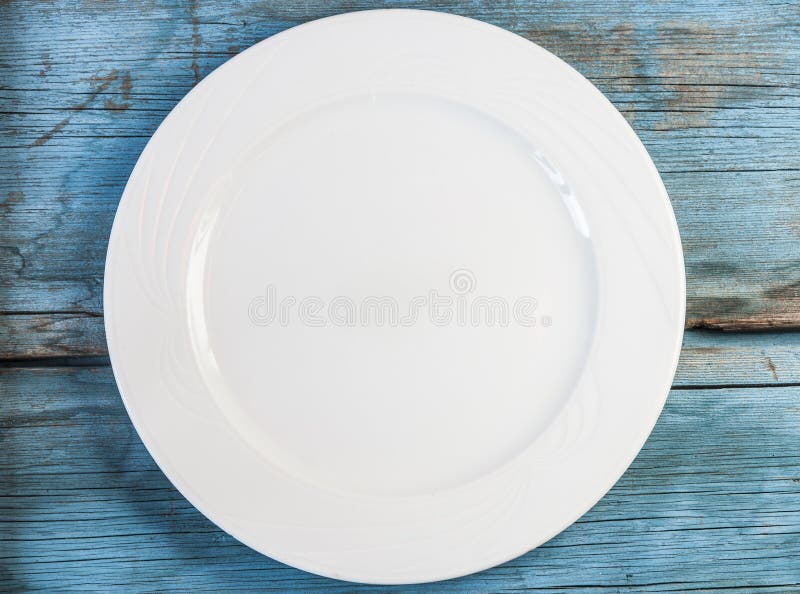 Blank White Dish on a Wood Background Stock Photo - Image of object ...