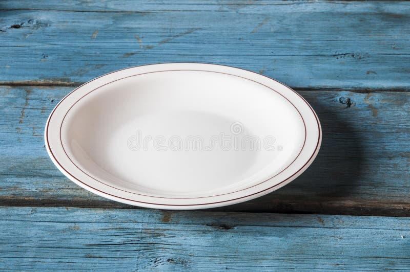 Blank White Dish on a Wood Background Stock Image - Image of background ...