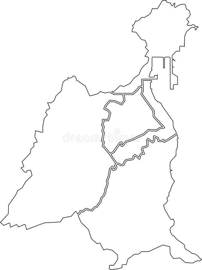 Blank White Map of Municipalities of Athens, Greece Stock Vector ...