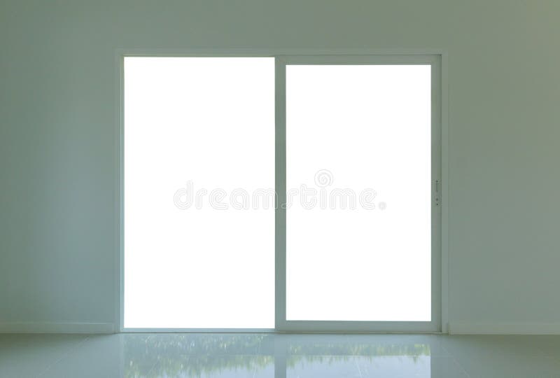 Blank White Door Window Frame Home Interior on Paint Wall Stock Image ...