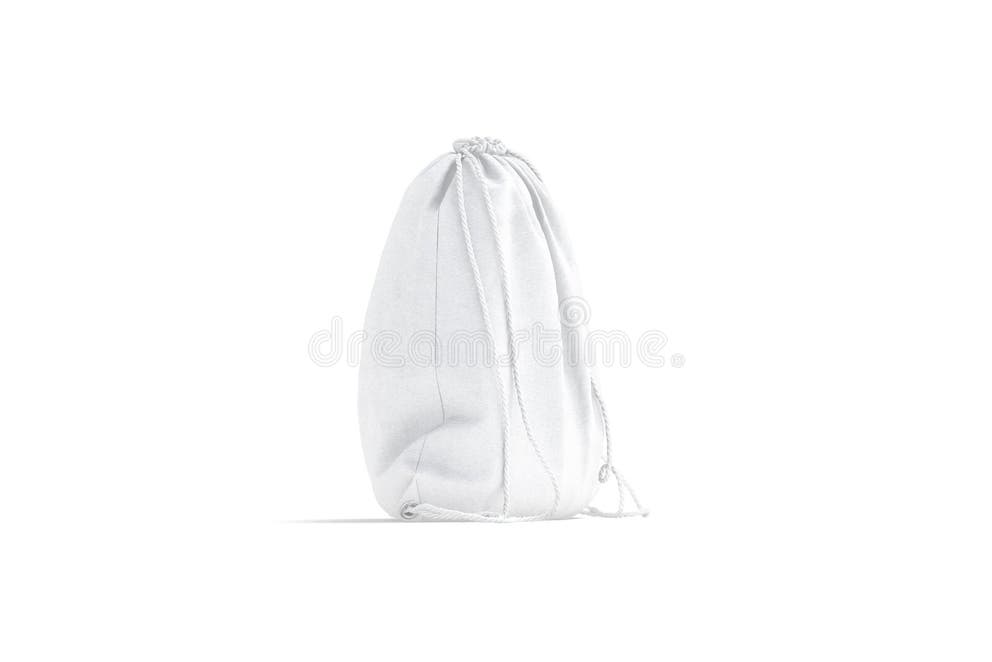 Blank White Drawstring Backpack Mock Up, Side View Stock Illustration ...