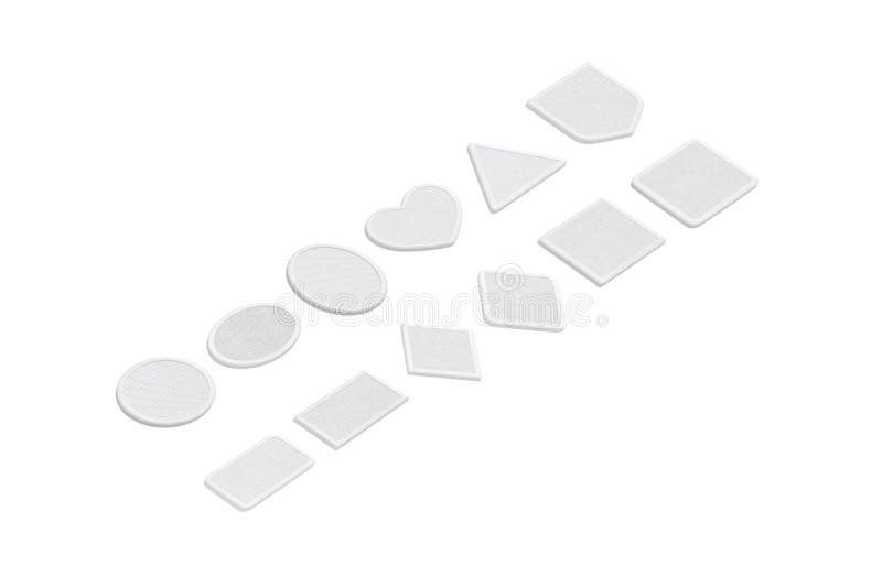 Blank White Embroidered Patch Mockup, Different Types, Isolated Stock ...