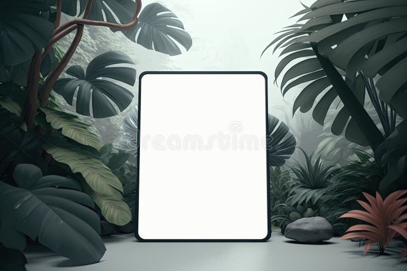 Blank White Empty Screen Tablet Minimalist Elegant Mockup Nature ...