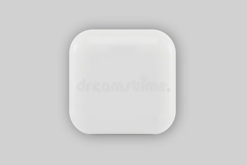 Blank White Empty Square Button with Rounded Corners Mock Up Stock ...