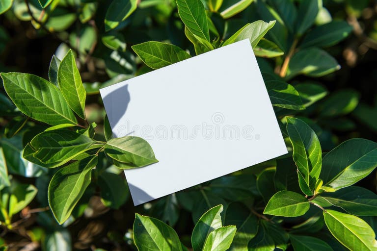 Blank White Envelope on Green Bush - Nature Background and ...