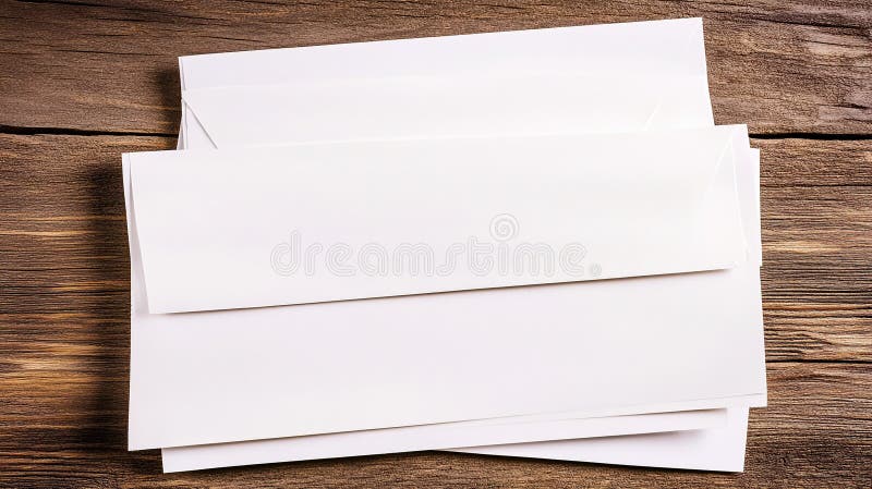 Blank White Envelopes on Rustic Wood Table Stock Photo - Image of blank ...