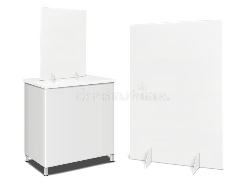 Blank White Portable Exhibition Counter with Metal Legs. Vector Mockup ...
