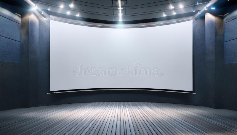 Blank White Exhibition Wall on a Stage in a Modern Interior Hall. 3D ...