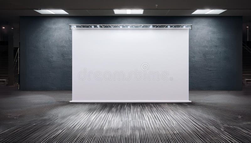 Blank White Exhibition Wall on a Stage in a Modern Interior Hall. 3D ...
