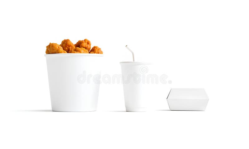 Blank White Fast Food Pack Mockup Set Front View Stock Photos - Free ...