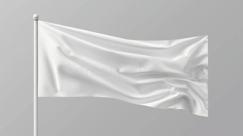 Blank White Flag on Flagpole on a Clean Horizontal Canvas for Your ...