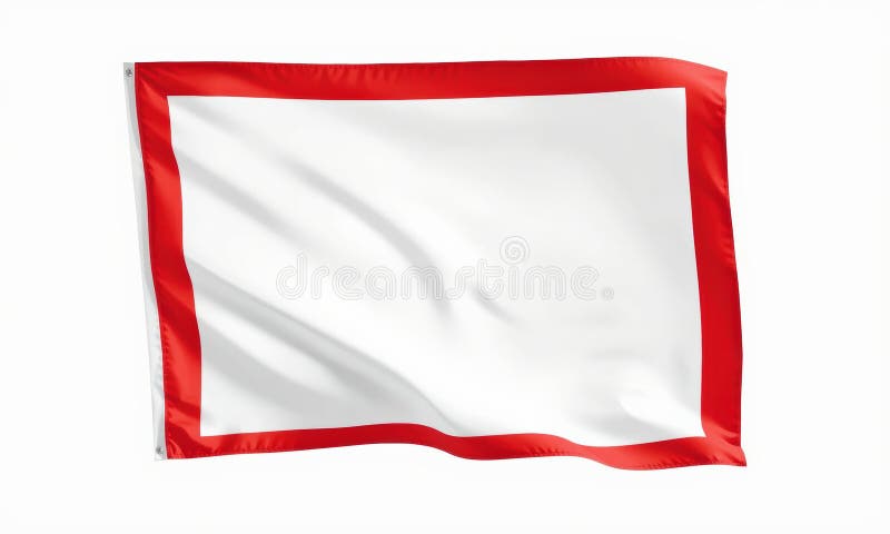 Blank White Flag with Red Border, Symbolizing Peace or Surrender. Ideal ...