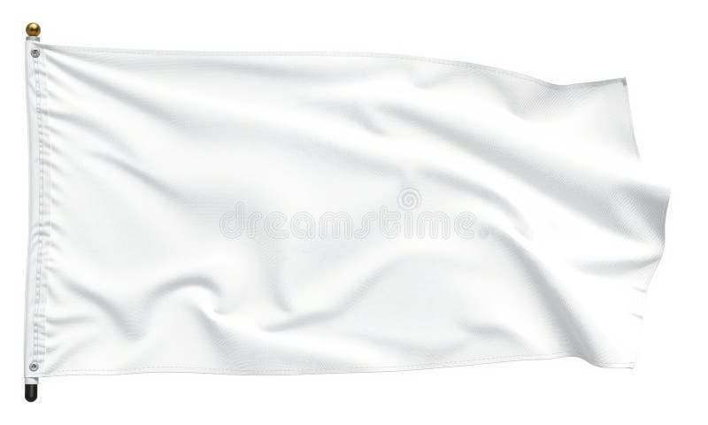Blank White Flag Waving Gently in Wind, Symbolizing Peace and ...
