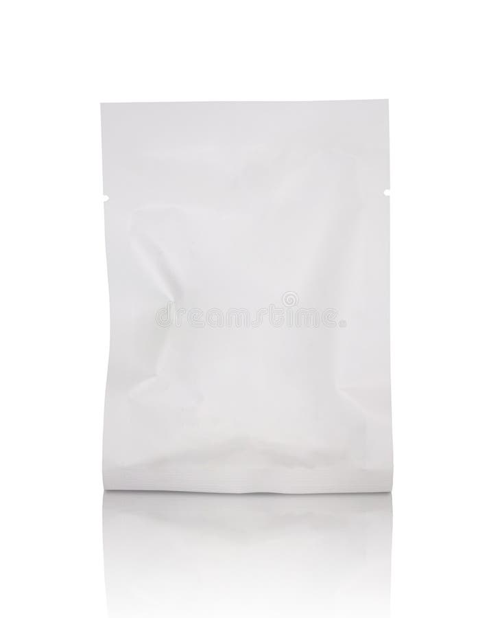 Blank White Foil Bag Packaging Isolated On White Stock Image - Image of ...