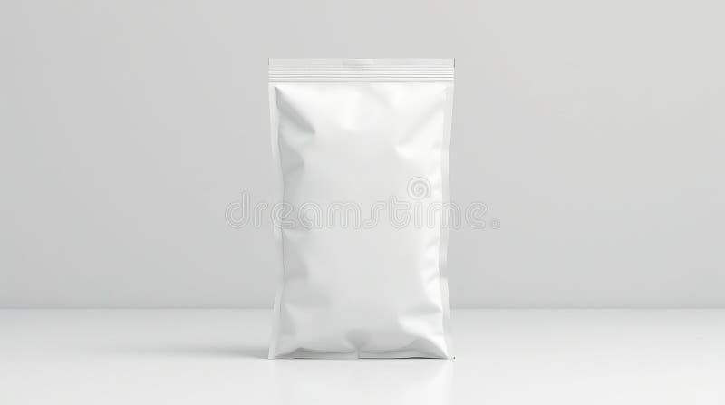 Blank White Foil Packaging Bag on Plain Background for Product Mockup ...
