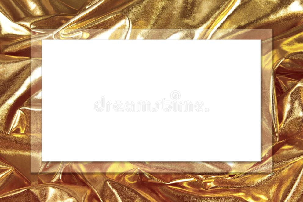 Blank White Frame on Beautiful Gold Draped Silk Stock Image - Image of ...