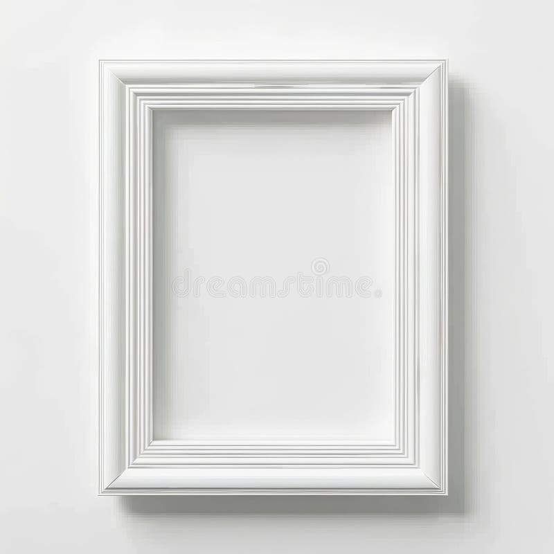 Empty White Frame with Decorative Molding Positioned on Isolated ...