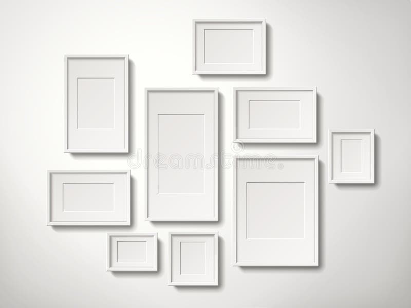 Blank white frames stock vector. Illustration of wall - 286363178