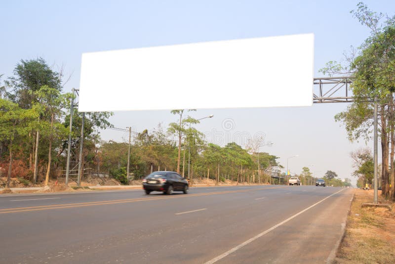 Blank White Freeway Sign Over the Road Stock Photo - Image of drive ...